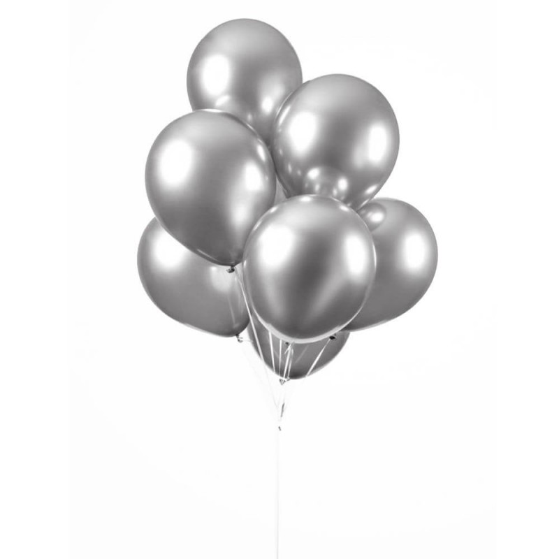 10 GLOBOS PLATA 30CM CROMADO